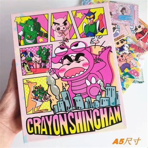 现货！蜡笔小新恐龙a5尺寸6孔硬纸壳活页卡册 可爱风卡通追星小卡收纳册6 4small Card Organizer Shopee Malaysia