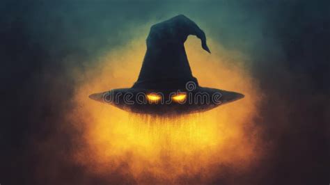A Mystical Wizard Hat With Glowing Eyes Casting A Dark Aura And