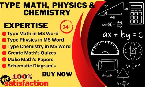 type math physics and chemistry equations projects in ms word or eq