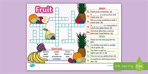 Fruit Crossword Ks1 Teacher Made Twinkl