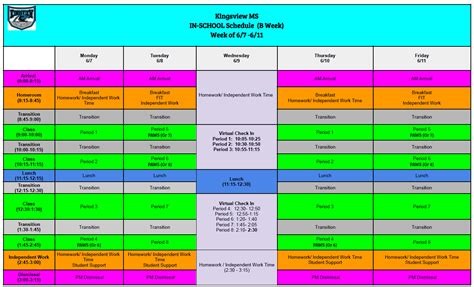 Weekly Schedule Kingsview Ms