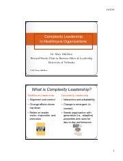 Complexity Leadership Plexus 11 1 12 Complexity Leadership In