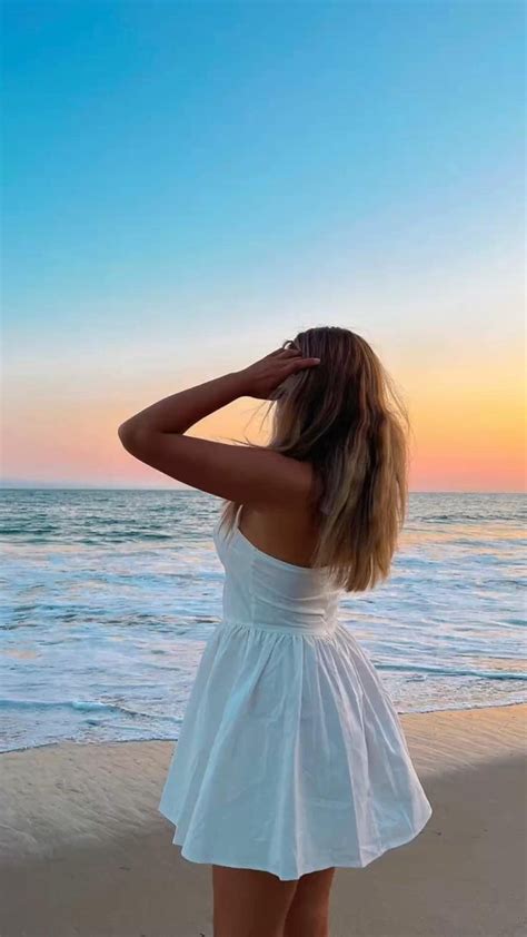 Sunset Beach Picture Inspo White Sun Dress Pics Summer Sunsets