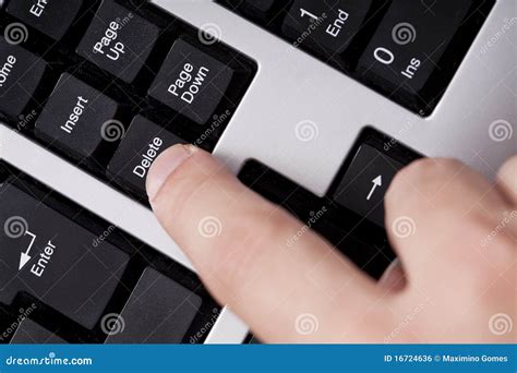 Finger Pressing Delete Key Stock Photo Image Of Person 16724636