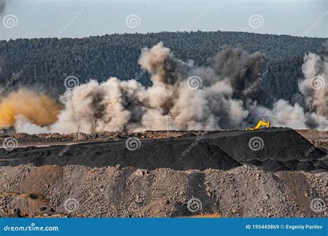 Explosive Works On Open Pit Coal Mine Industry Stock Image Image Of
