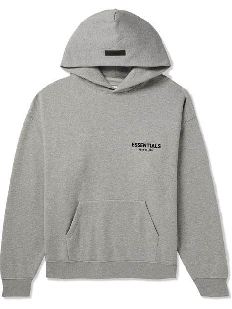 Fear Of God Logo Flocked Cotton Blend Jersey Hoodie In Gray For Men Lyst