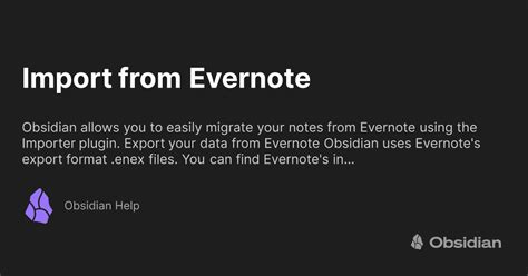 Import From Evernote Obsidian Help