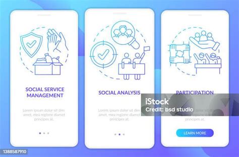 사회 계획은 모바일 앱 화면에 파란색 그라데이션을 구성 Brand Name Smart Phone에 대한 스톡 벡터 아트 및 기타 이미지 Brand Name Smart