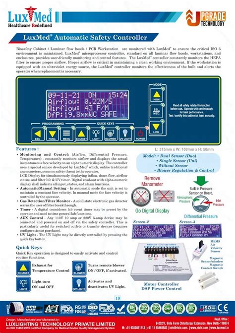 Luxmed Clmbiosat022 Biological Safety Microcontroller Board 12 V Dc At