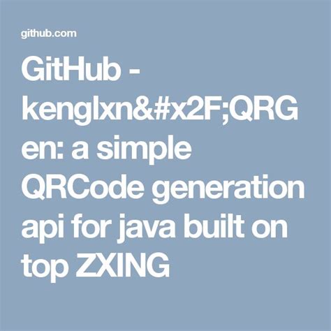 Qrgen Simple Qrcode Generation Api For Java