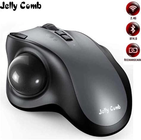 Мышь трекбол Jelly Comb Беспроводная игровая, Bluetooth + 2,4 ГГц, 2400DPI