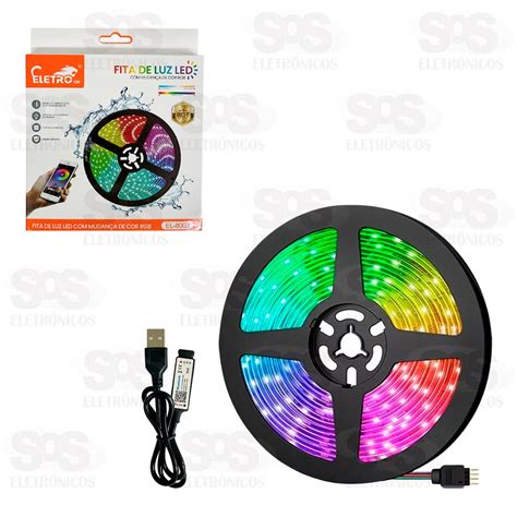 Fita De LED Colorida Controle Pelo Celular 5 Metros Eletromex EL 8003