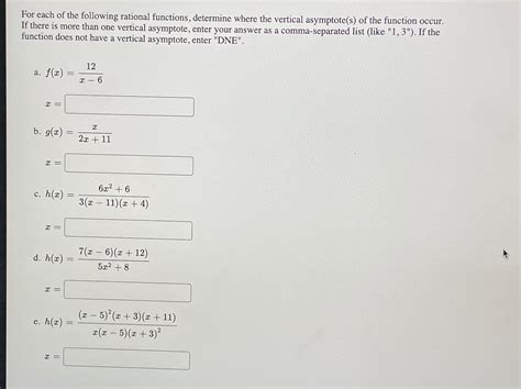 Solved For each of the following rational functions, | Chegg.com