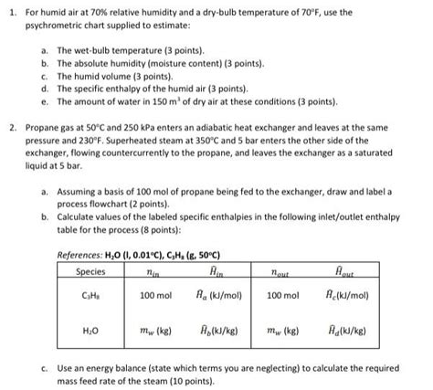 Solved 1 For Humid Air At 70 Relative Humidity
