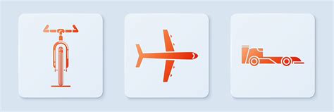 세트 평면 자전거 및 포뮬러 경주용 자동차 흰색 정사각형 버튼 벡터 1에 대한 스톡 벡터 아트 및 기타 이미지 1 Championship 건강한 생활방식 Istock