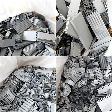 【やや傷や汚れあり】ヤヤ2【140】1円～ Lego レゴ バラ 約9kg グレー 灰色 クリア ブロック プレート パーツ 他 大量 まとめ