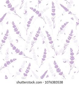 Purple Lavender Silhouettes Seamless Repeat Pattern Stock Vector