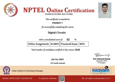 Pranav Thangavel On Linkedin Completes A Nptel Course On Digital