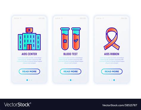 Hiv Thin Line Icons Set Aids Center Aids Ribbon Vector Image