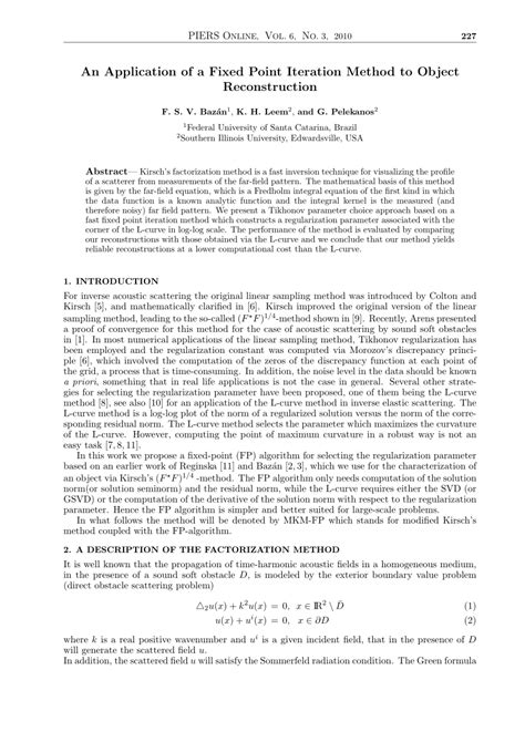 Pdf An Application Of A Fixed Point Iteration Method To Object Reconstruction