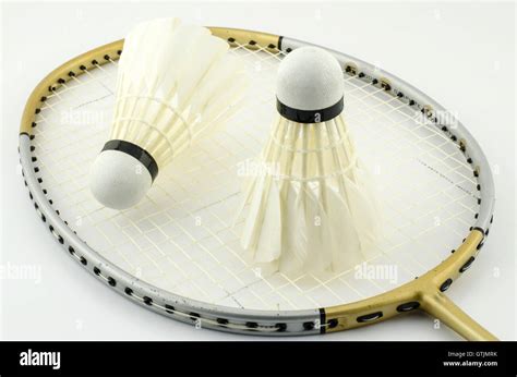 Racket Badminton With Shuttle Cock Stock Photo Alamy