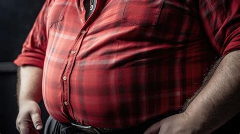 Толстый мужчина с животом на темном фоне Премиум Ai сгенерированное изображение