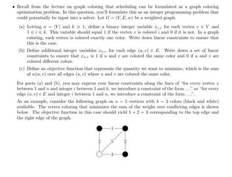 Solved Recall From The Lecture On Graph Coloring That Chegg