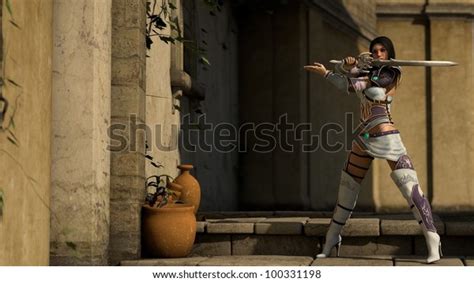 Warrior Girl Sword Stock Illustration 100331198 Shutterstock