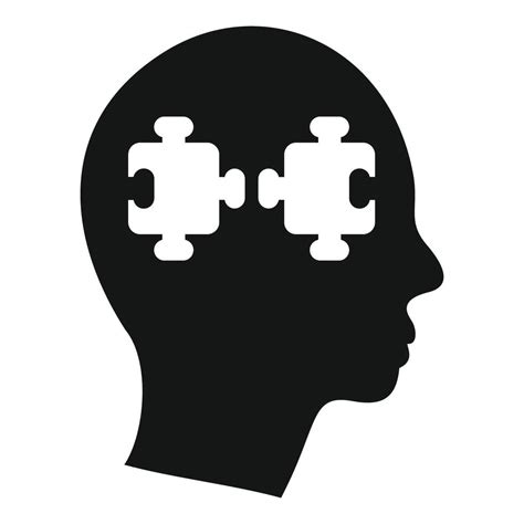 Human Head Silhouette With Connecting Puzzle Pieces Representing