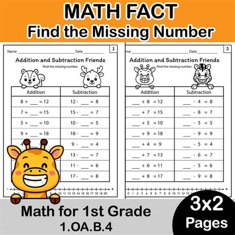 Math Fact Practice Worksheets Missing Number Addition And Subtraction