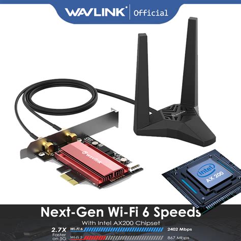 Wavlink WiFi Mbps PCIe WiFi Adapter With Bluetooth Intel AX Magnetic DBi Antenna