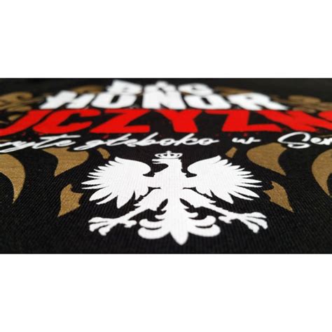 Koszulka czarna Patriotyczna Męska Bóg Honor Ojczyzna Patria Nostra