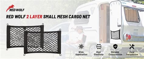 Red Wolf 2 Layer Small Mesh Cargo Net Elastic Storage Netting 2 Pcs Stretchable Car