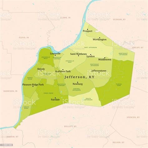 Vetores De Ky Jefferson County Vector Mapa Verde E Mais Imagens De Louisville Kentucky