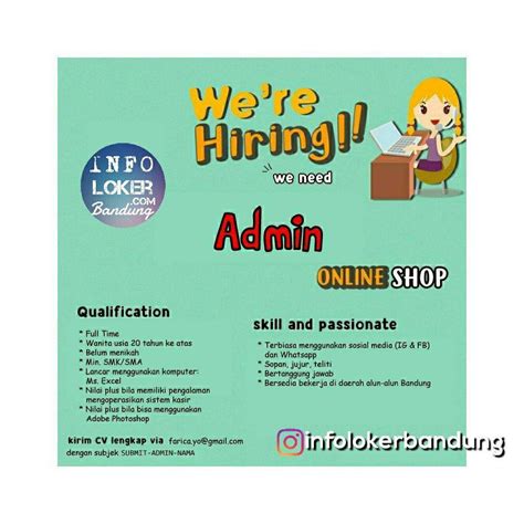 Lowongan Kerja Admin And Content Creator Bandung Oktober 2018 Info Loker Bandung Terbaru 2023