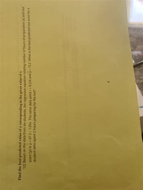 Solved Find The Best Predicted Value Of Y Corresponding To