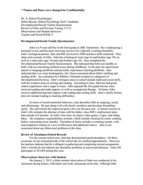 Example Sa Assessment Diagnosis Pdf