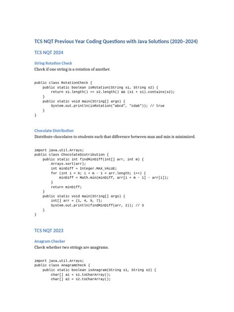 Tcs Nqt Pyqs Java Pdf