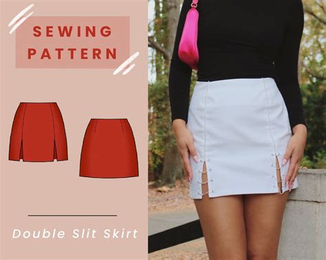 Double Slit Skirt Digital Pdf Sewing Pattern Us Size 00 14