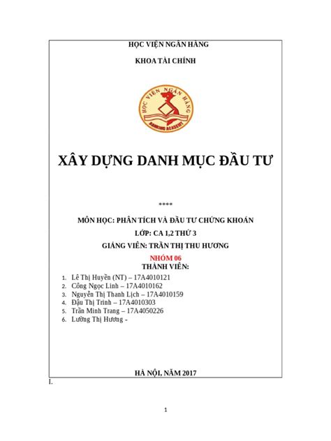 (123doc) - Bai-Tap-Lon-Phan-Tich-Va-Dau-Tu-Chung-Khoan-Chu-De-Xay-Dung-Danh-Muc-Dau-Tu | PDF