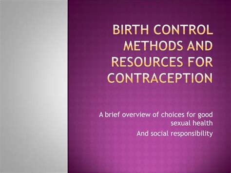 Birth Control Methods And Resources For Contraception Ppt