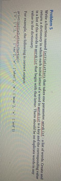 solved problem 5 write a function named initialletters that