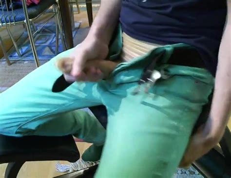 Wank In Clear Sheathed Rubber Pants