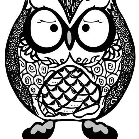 Owl Coloring Page Black And White Creative Fabrica