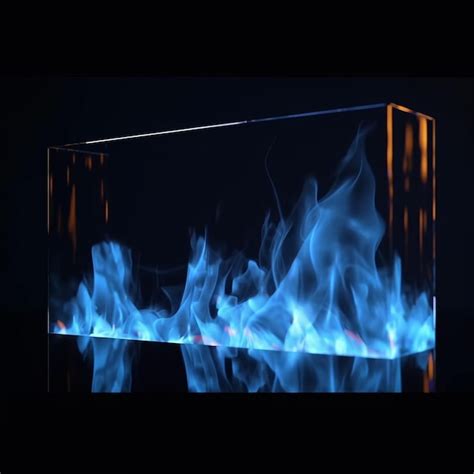 Premium Ai Image Rectangle Glass On A Blue Flames Vector Generative Ai