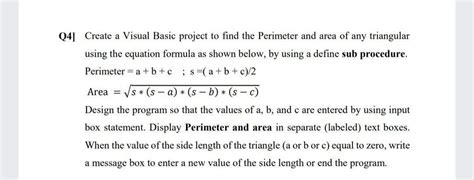Solved Q Create A Visual Basic Project To Find The Chegg