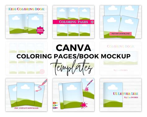 Coloring Book Display Canva Coloring Book Mock Up Downloadable Mockup Templates Digital