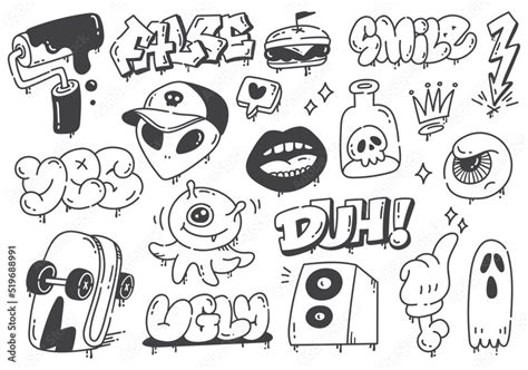 Set Of Hand Drawn Graffiti Doodle Vector Illustration Vector De Stock