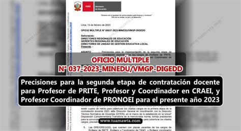 Minedu Precisiones Para La Segunda Etapa De Contratación Docente En
