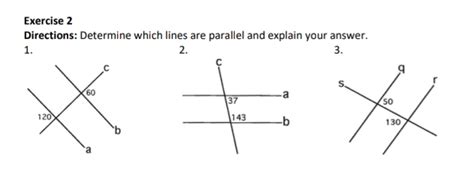 Solved Exercise Directions Determine Which Lines Are Parallel And Explain Your Answer